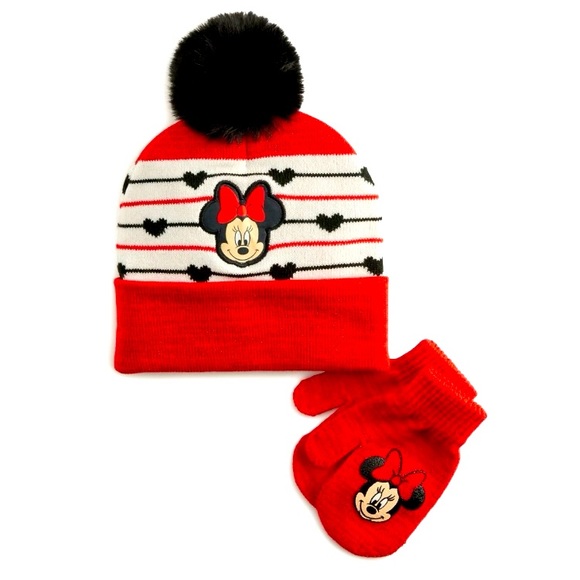 Disney | Accessories | Disneys Minnie Mouse Toddler Girls Hat Mittens ...